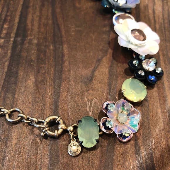 J. Crew | Jewelry | J Crew Floral Rhinestone Brulee Necklace | Poshmark